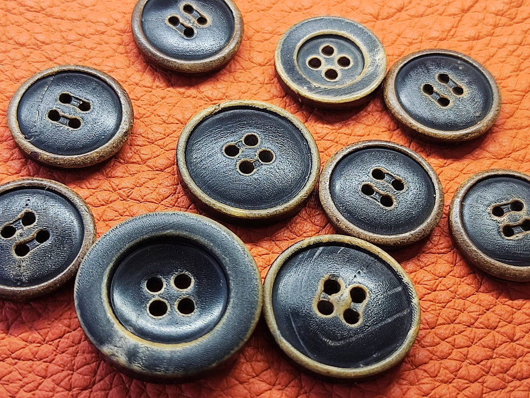Horn Buttons Black, Burnt Effect, 15mm, 18mm, 20mm, or 25mm, Pack of 5 ...