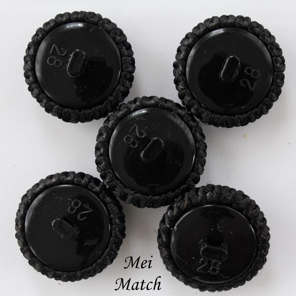 Large Black Buttons, Fabric Covered, Shank Back, 19mm, 26mm, 33mm, 35mm ...