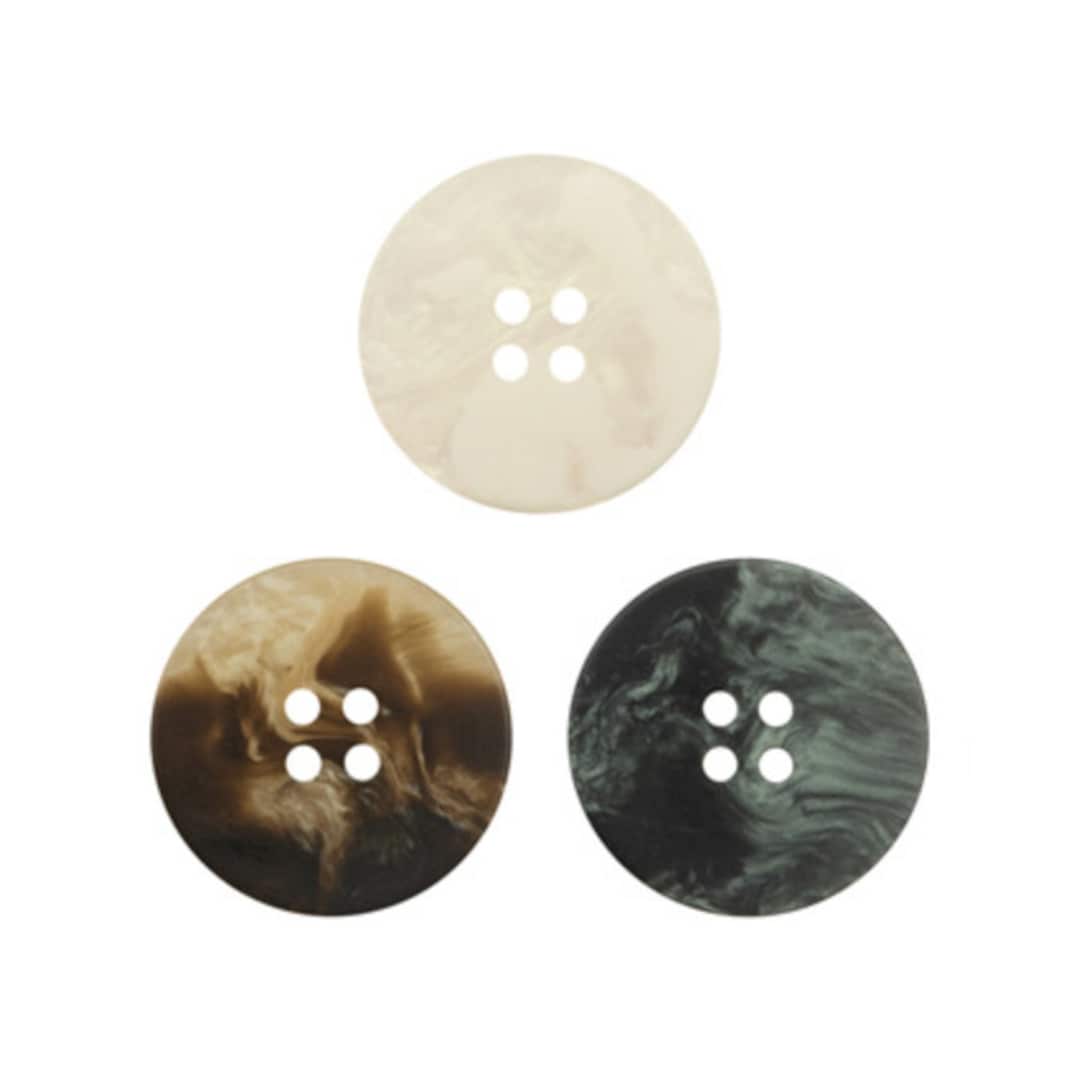 Round Shaded Buttons in White, Brown, Dark Green, 15mm to 28mm, Pack of ...