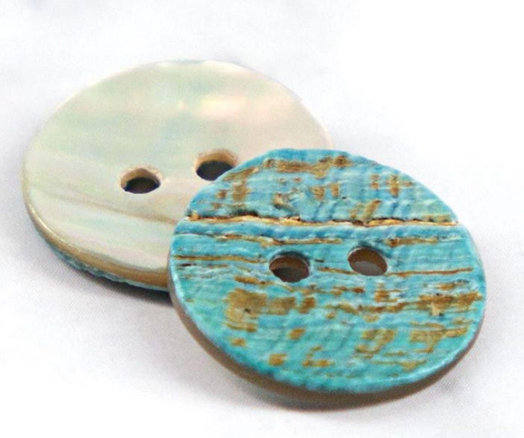 Natural Abalone Shell Buttons, Rustic Turquoise Back, 10mm, 11.5mm, 12 ...