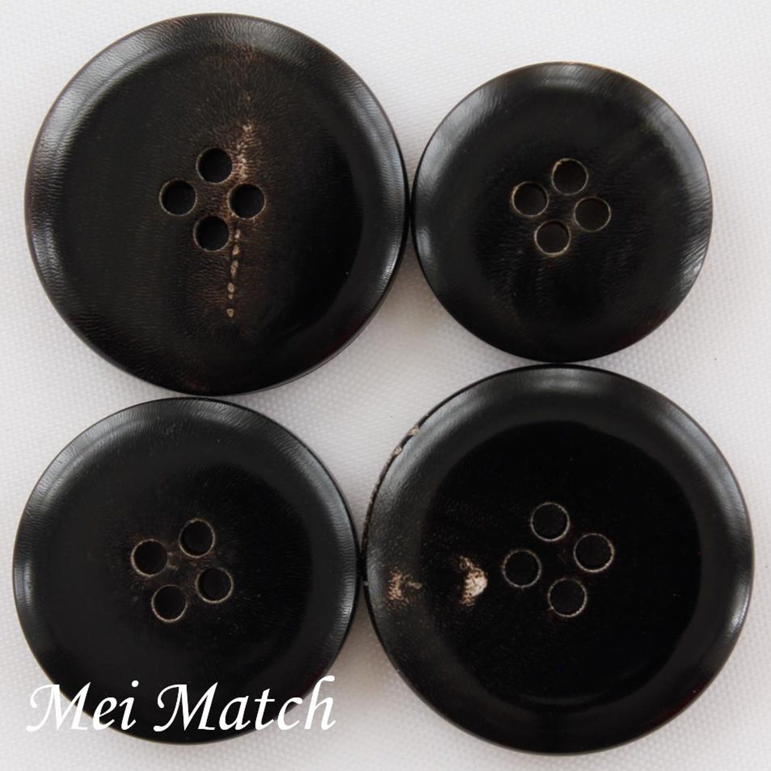 Burnt Design Suit Buttons, Horn, Black or Brown, 15mm, 18mm, 20mm or ...