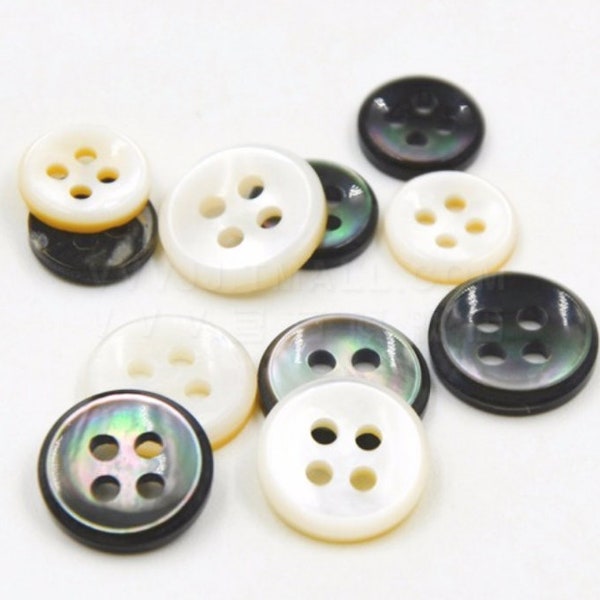 Mother of Pearl Buttons Black and Cream - Etsy