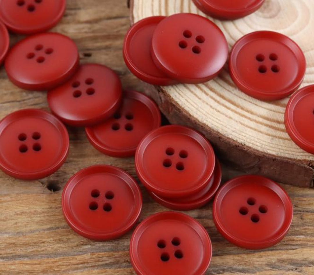 Bright Red 4 Holes Buttons, Plastic, 11mm, 15mm, 17mm, 20mm or 25mm ...