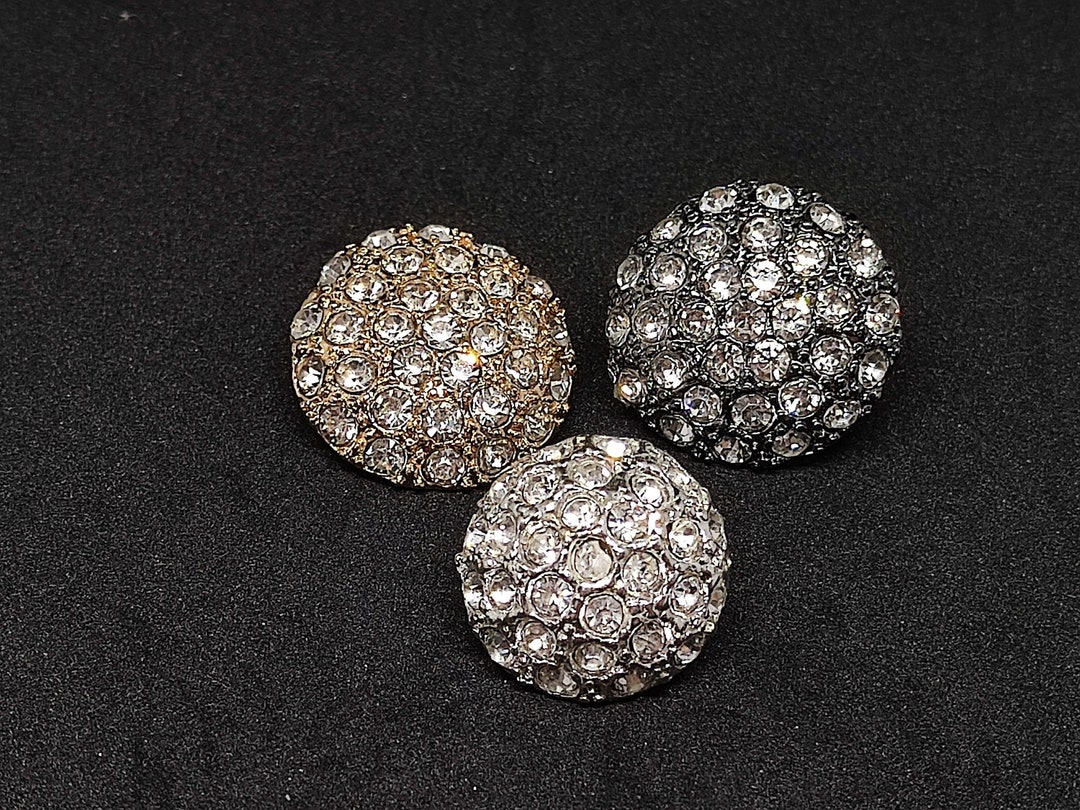 Rhinestone Buttons, Metal Setting,shank Back, Gold, Silver or Black ...