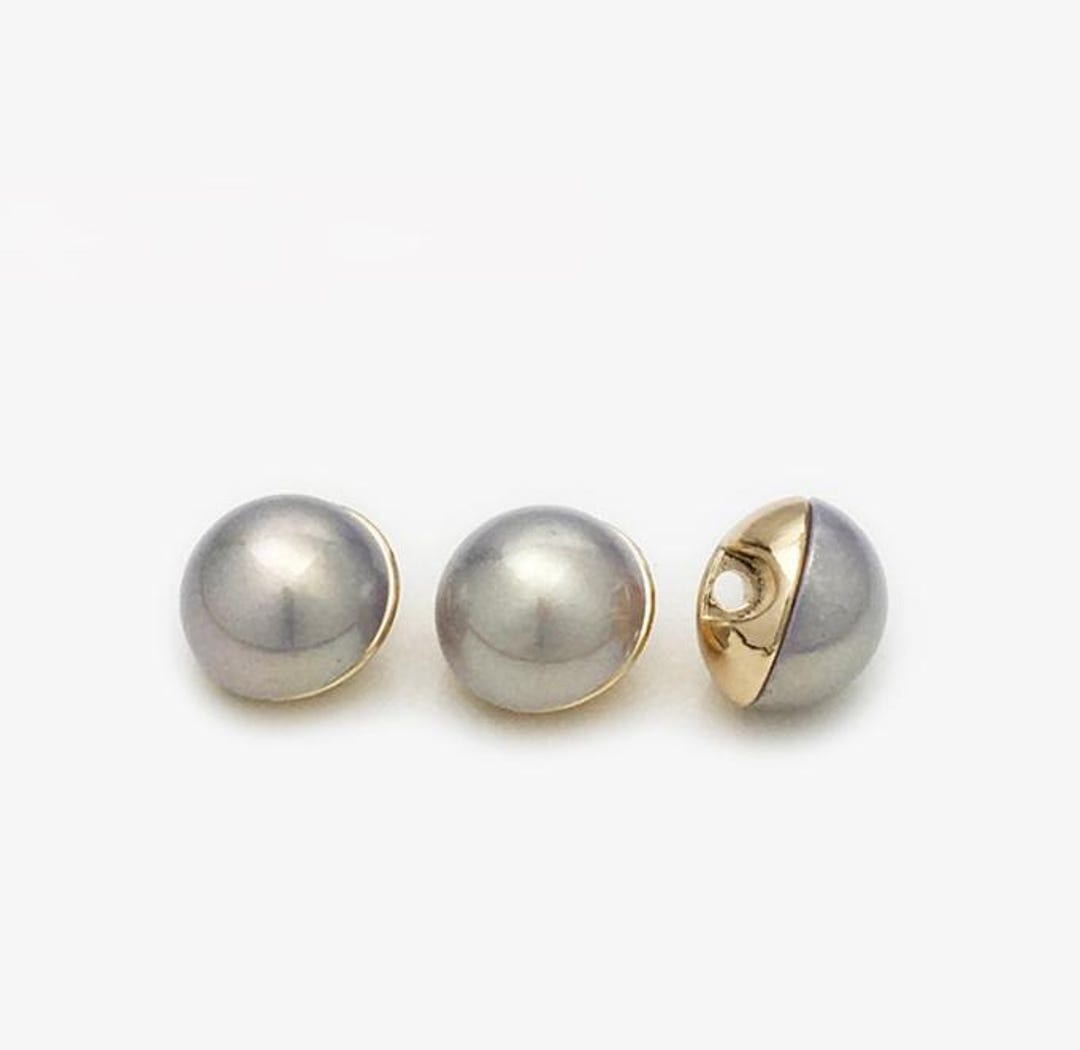 Half-dome Faux Pearl Buttons, Metal Base,10mm, 12mm, 14mm,pack of 5 ...