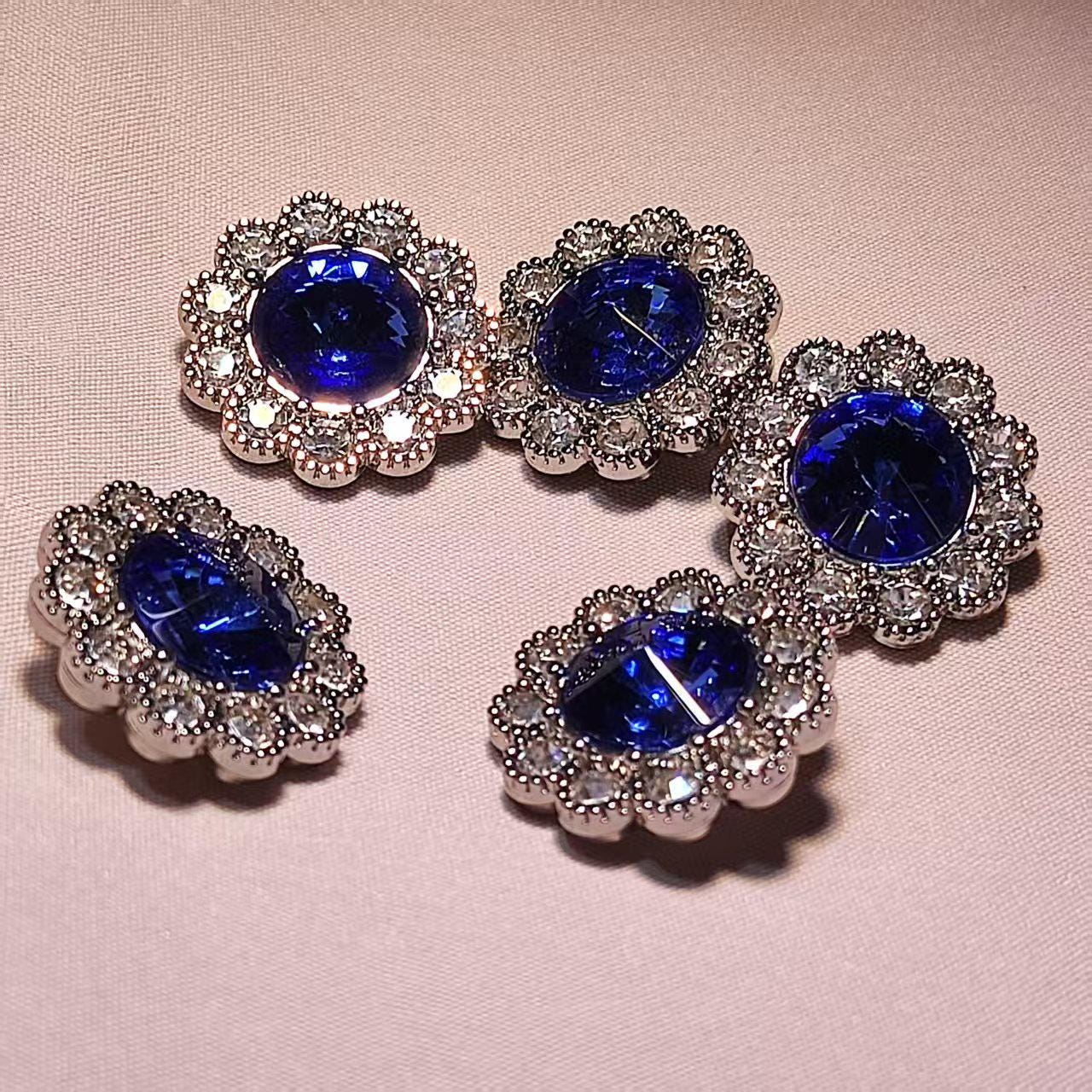 Rhinestone Buttons Royal Blue, Flower Shape Design, 12mm, 15mm, 18mm ...