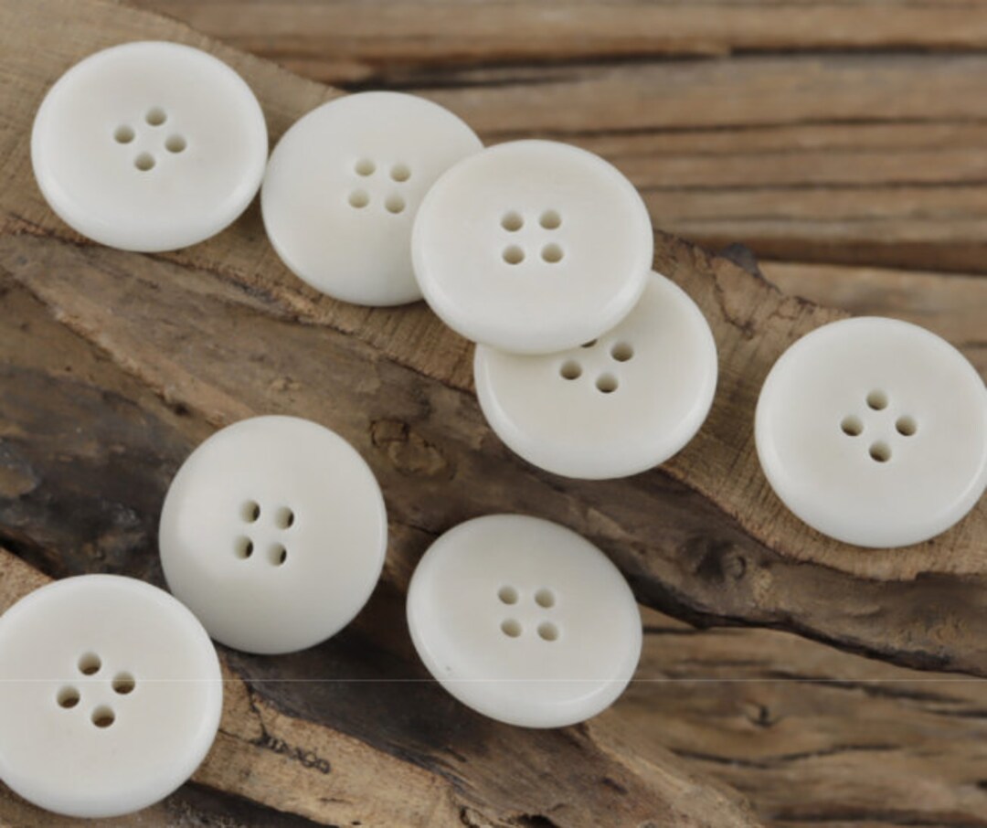 Off White Natural Corozo Buttons, Flat, Round, Smooth Design, 15mm, 17.5mm, 20mm 22.5mm or 25mm ...