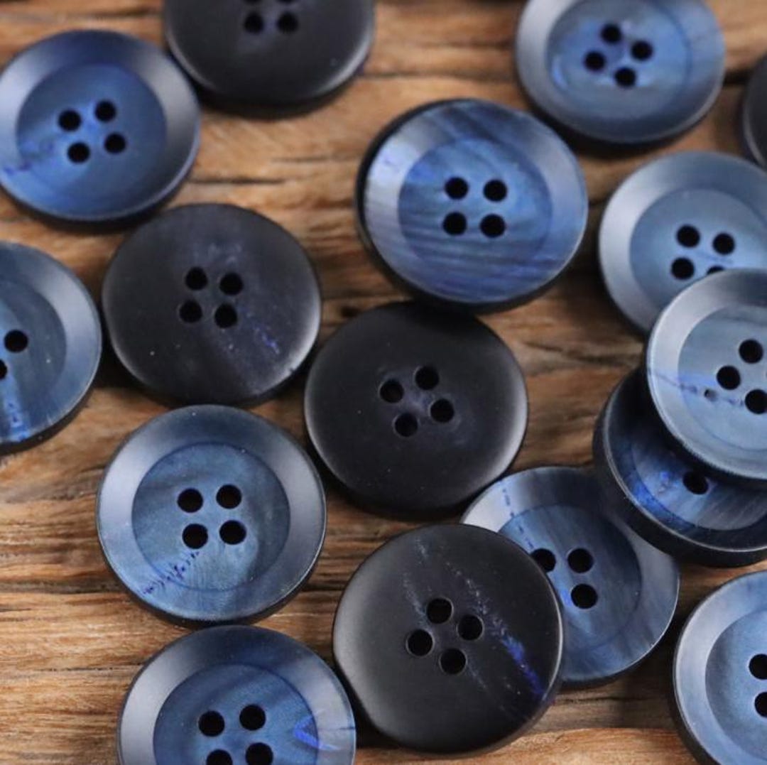 Dark Blue Horn Buttons, 4 Hole, 15mm or 20mm, Pack of 10(B1398) - Etsy
