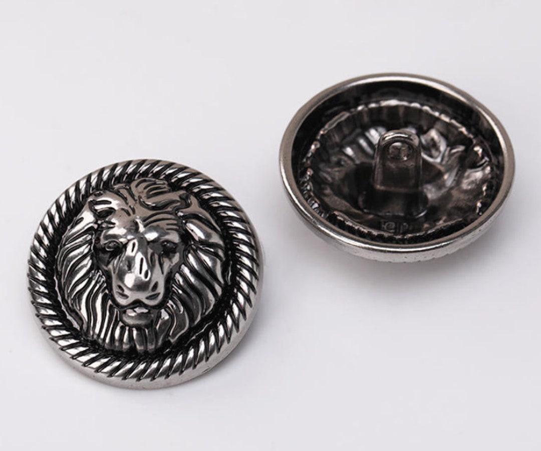 Lion Head Buttons, Dark Silver Tone, Metal, 15mm, 18mm, 20mm, 22mm or ...