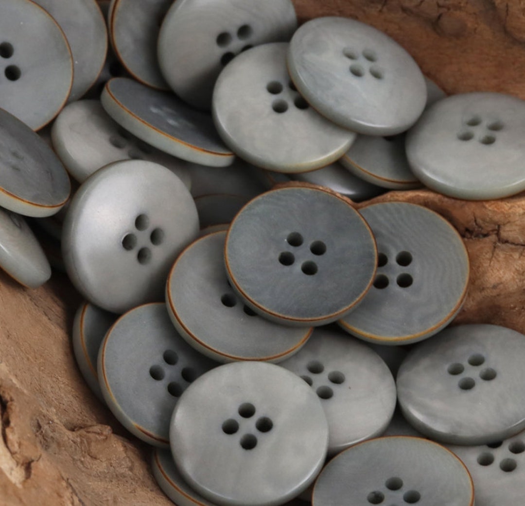 4 Holes Grey Buttons With Brown Rim, Corozo, 11.5mm, 15mm, 17.5mm, 20mm or 25mm, Pack of 10B865 ...