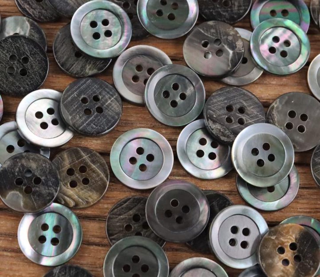 Iridescent Grey Buttons, Natural Shell,10mm, 12.5mm, 15mm, Pack of 10 ...