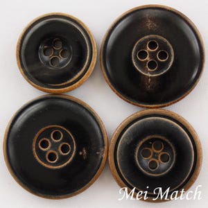 Burnt Design Suit Buttons, Horn, Black or Brown, 15mm, 18mm, 20mm or ...