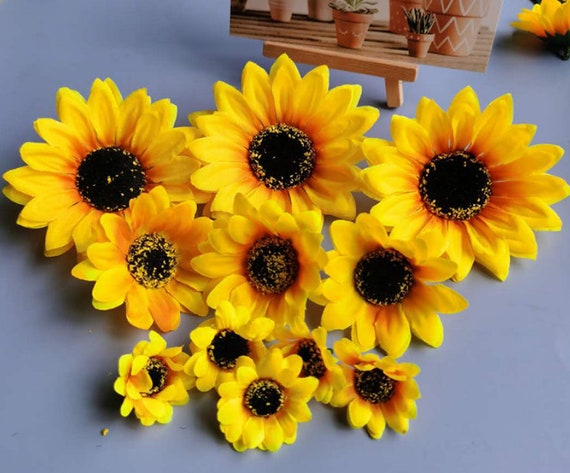Sunflower Heads 4cm/6cm/10cm Silk Helianthus Flower Heads - Etsy