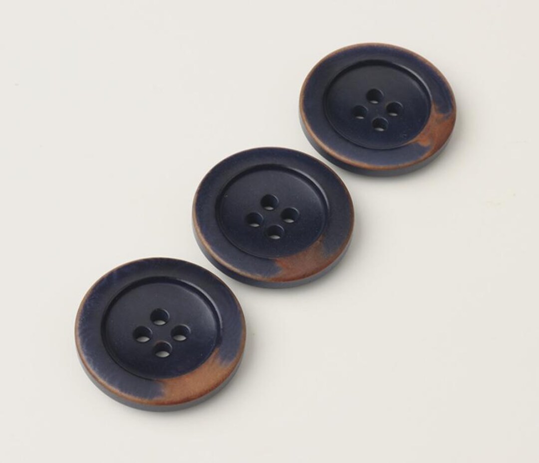 Dark Blue Burnt Corozo Buttons, Wide Edge, 11mm, 15mm, 20mm, 25mm, Pack ...