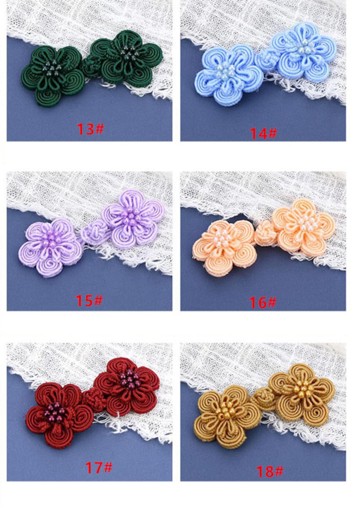 Chinese Frog Closures, Sakura Flower Design, 18 Colors, Set of 5(B277 ...