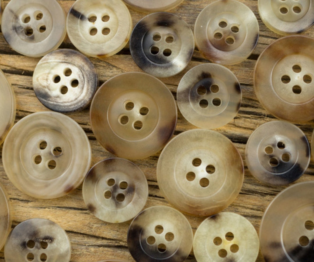 Real Horn Buttons, Wide Rim, Brown and Cream Color, 15mm, 20mm, Pack of ...