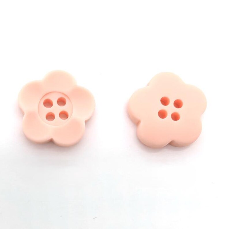 17mm Flower-shaped Buttons, Soft Peachy-pink Color, Plastic, Pack of 10 ...