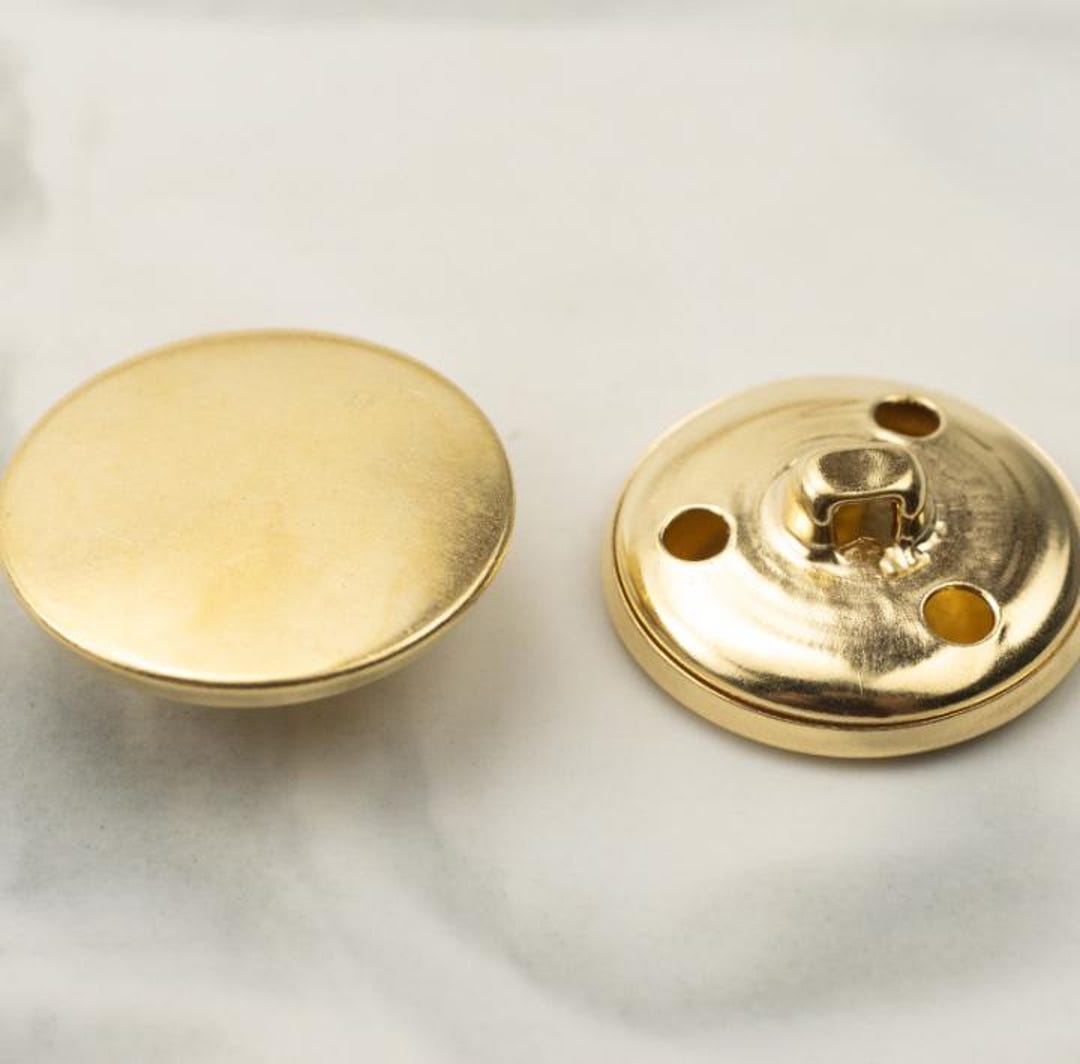 Gold Metal Shank Buttons , Flat Top Design, 15mm, 18mm, 20mm, 23mm or ...