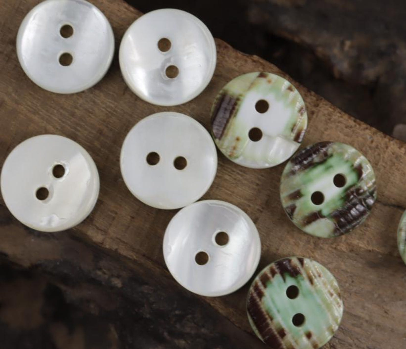 Mother of Pearl Shell Buttons, One Side is White, the Other Size is ...