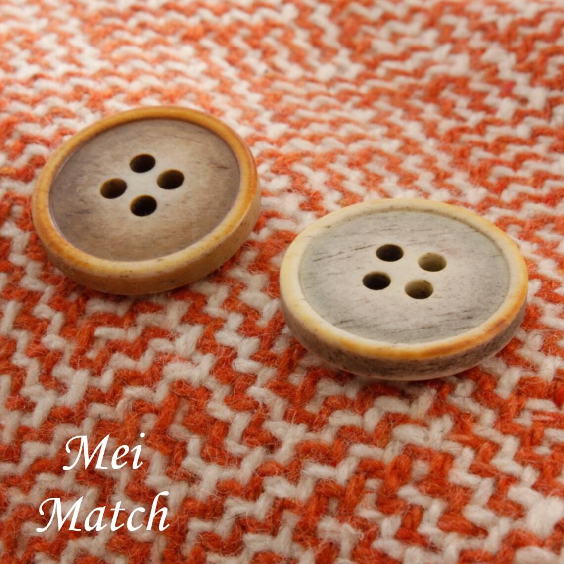 Natural Buffalo Bone Buttons, Ivory White With Grey Tones & Burnt Rim ...