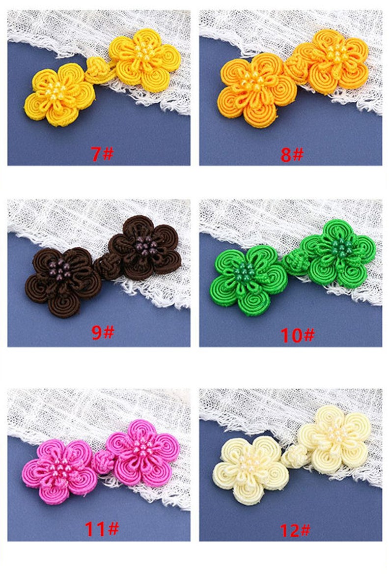 Chinese Frog Closures, Sakura Flower Design, 18 Colors, Set of 5(B277 ...
