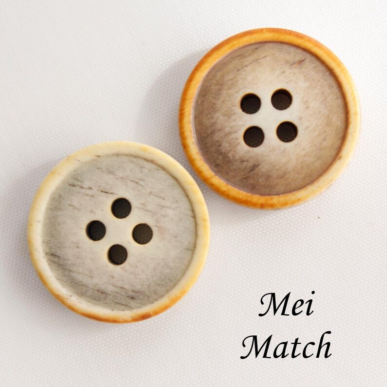 Natural Buffalo Bone Buttons, Ivory White With Grey Tones & Burnt Rim ...