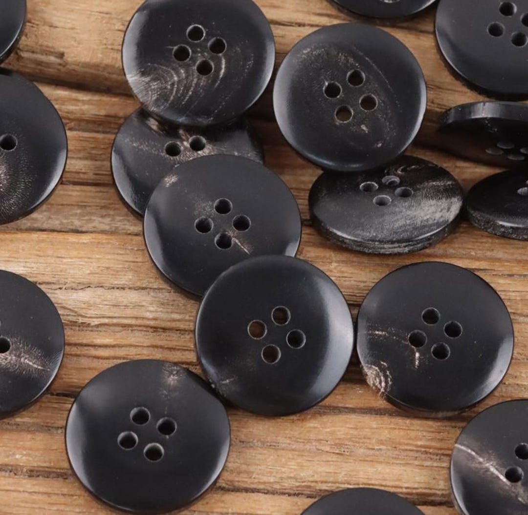 Real Horn Buttons, Black, Smooth Desgin, Available in 2 Holes or 4 ...