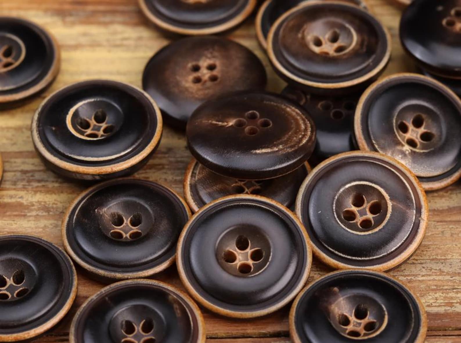 Burnt Design Suit Buttons, Horn, Black or Brown, 15mm, 18mm, 20mm or ...
