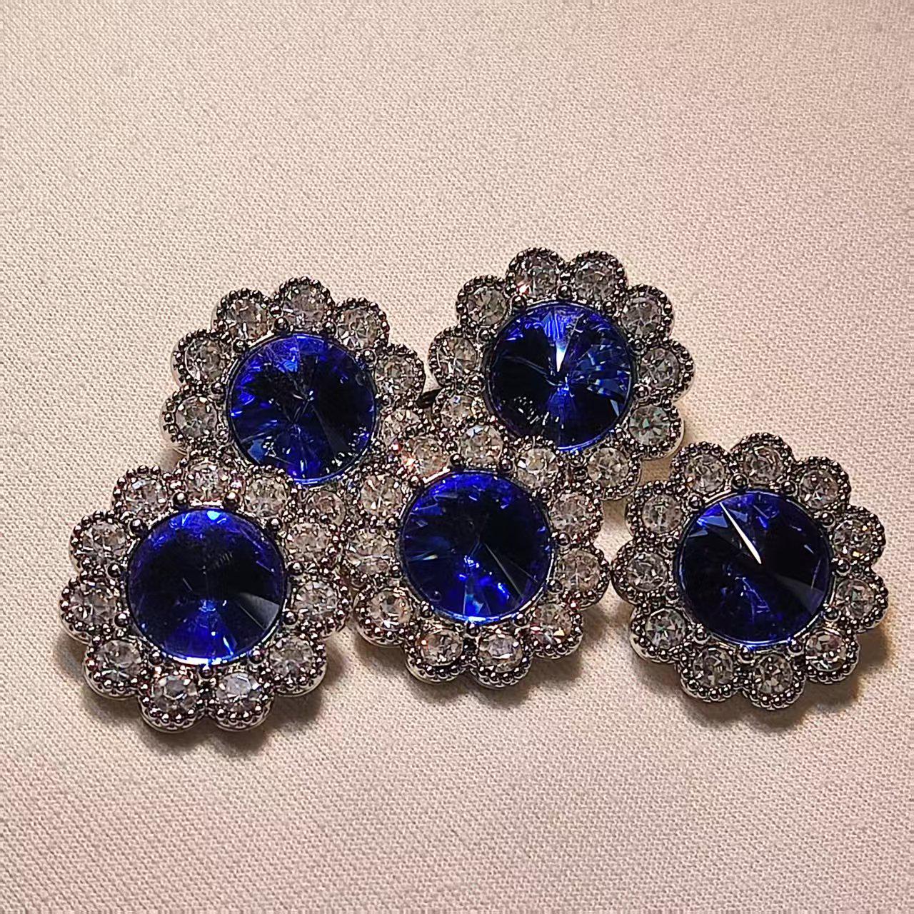 Rhinestone Buttons Royal Blue, Flower Shape Design, 12mm, 15mm, 18mm ...