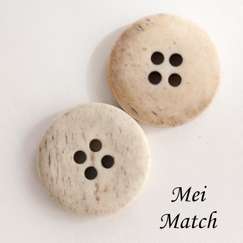 Natural Buffalo Bone Buttons, Ivory White With Grey Tones & Burnt Rim ...