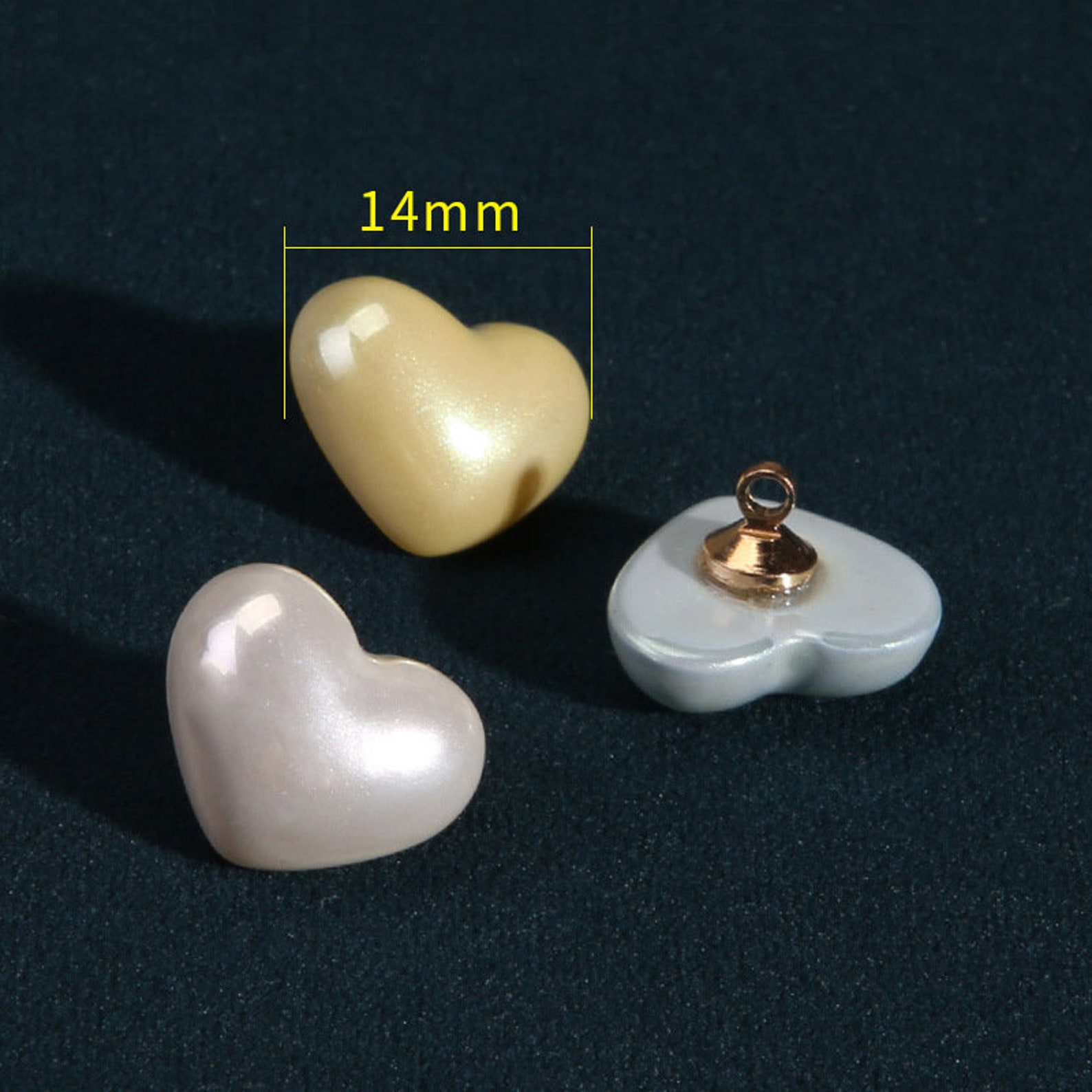Pearl Heart Shank Buttons, White, Available in Yellow, Brown, Blue ...