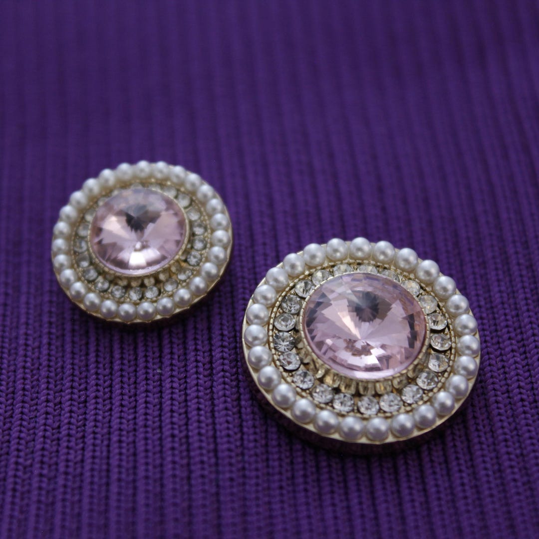 Pink Rhinestone Buttons, 20mm/ 0.78" or 25mm/0.98", Pack of 5(B620) - Etsy