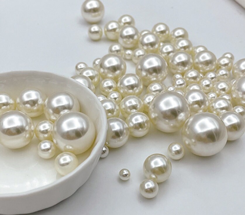 Round Pearls, Ivory/white Pearls, Full Size Faux Pearls - Etsy
