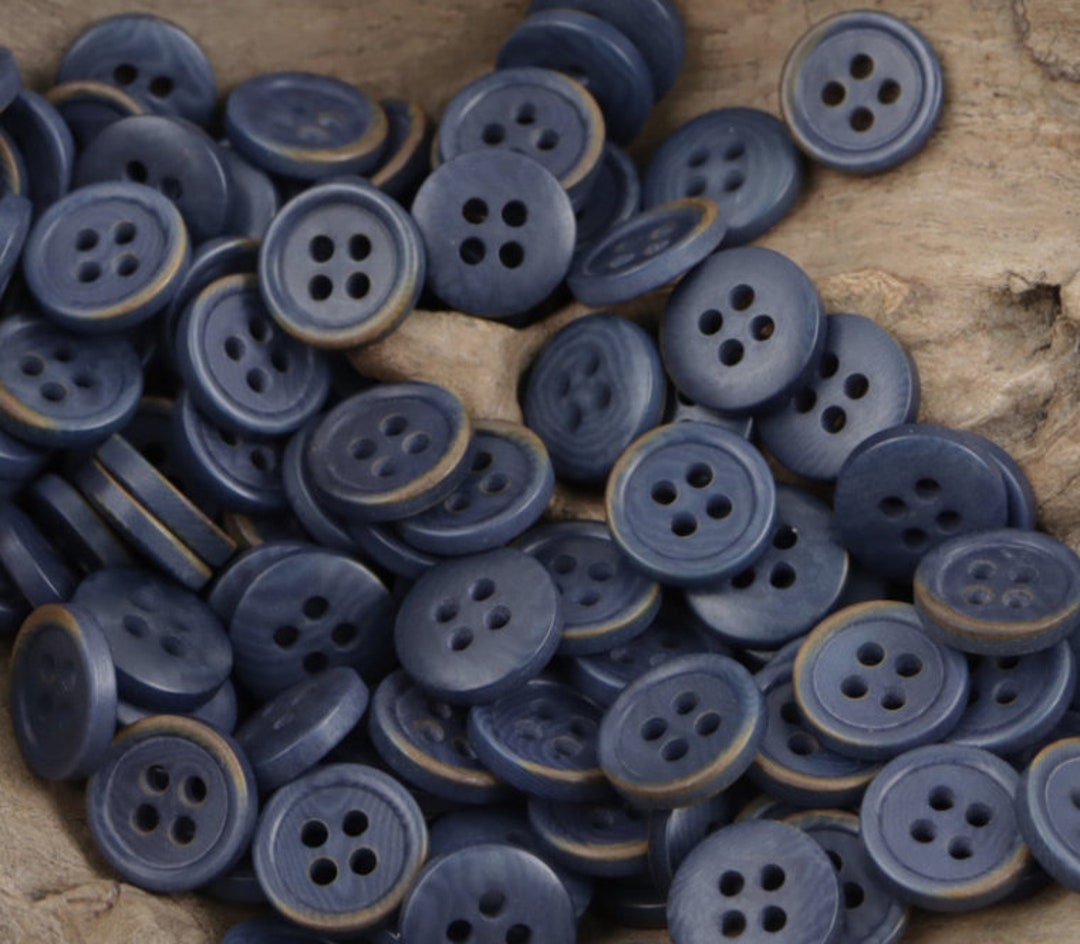 Corozo Shirt Buttons, Grey Blue, With a Little Brown Rim, 11.5mm/0.45 ...
