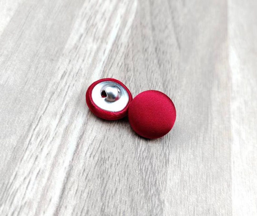 Red Satin Fabric-covered Dome Buttons, Metal Shank, 10mm, 11.5mm ,12 ...
