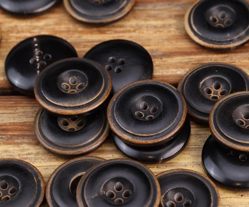 Burnt Design Suit Buttons, Horn, Black or Brown, 15mm, 18mm, 20mm or ...