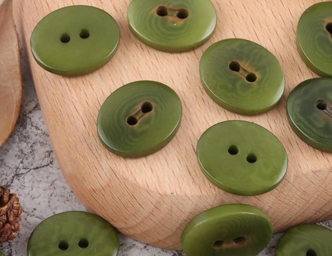Olive Green Corozo Buttons, 2-hole, Oval Shape, 15mm, 17mm, 20mm, Pack ...