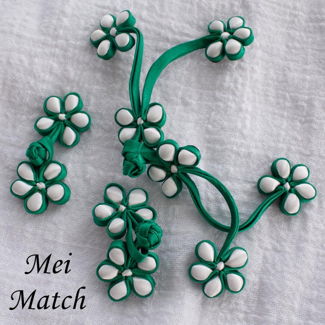 Green and White Frog Buttons ,sakura Blossom Design, 2 Small Set and 1 ...