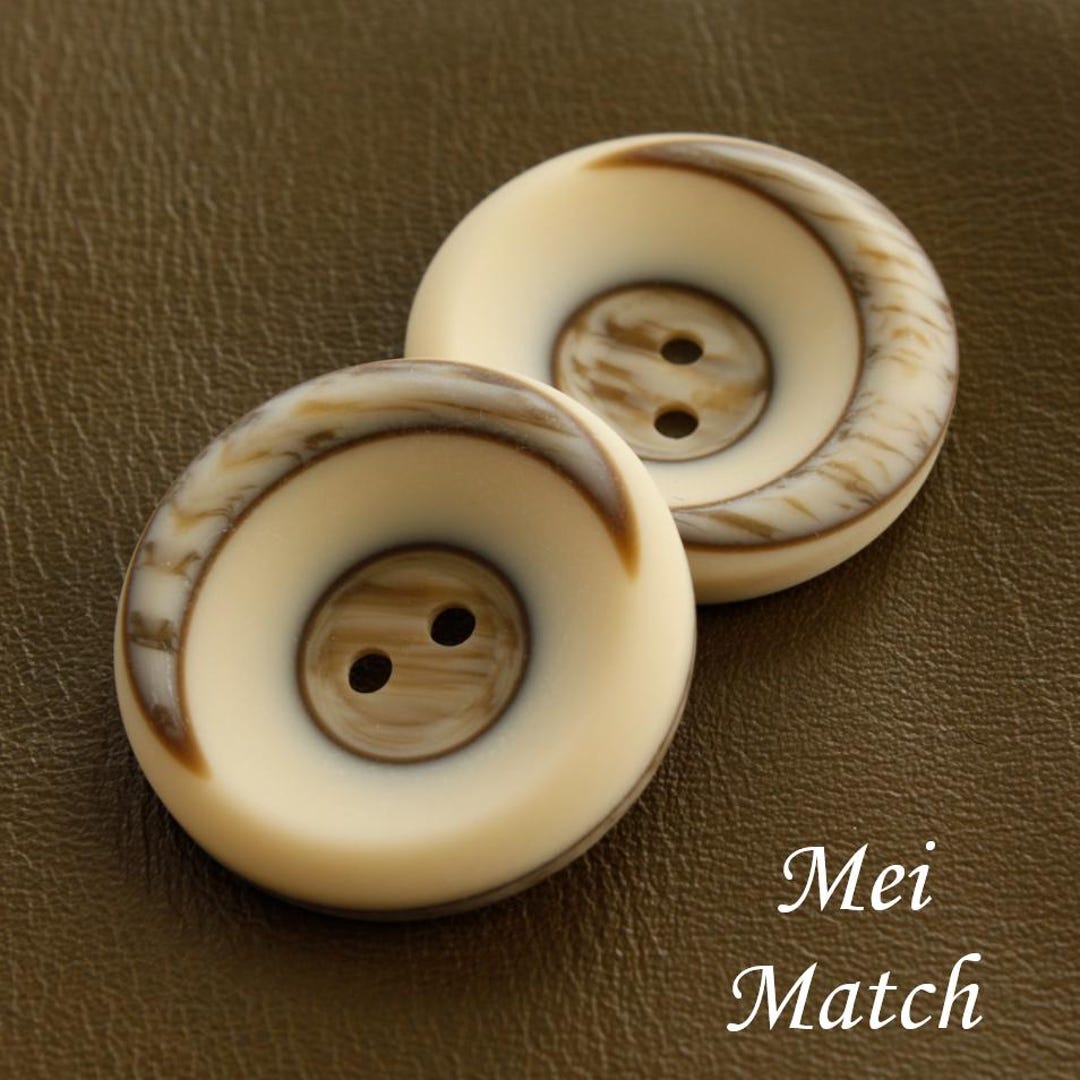 Light Beige Buttons With a Brown Marble Pattern, 2 Holes, Plastic, 15mm ...