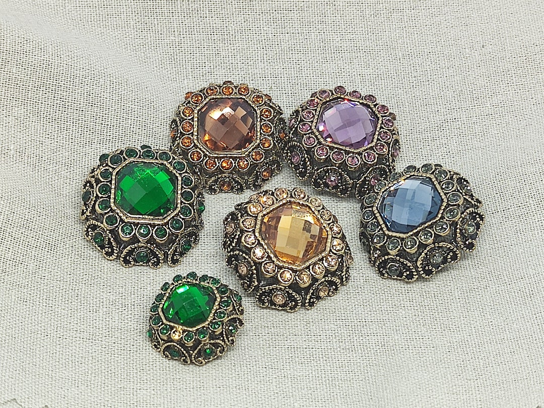 Square Buttons, Red, Green, Blue, Orange Acrylic Rhinestone Buttons ...