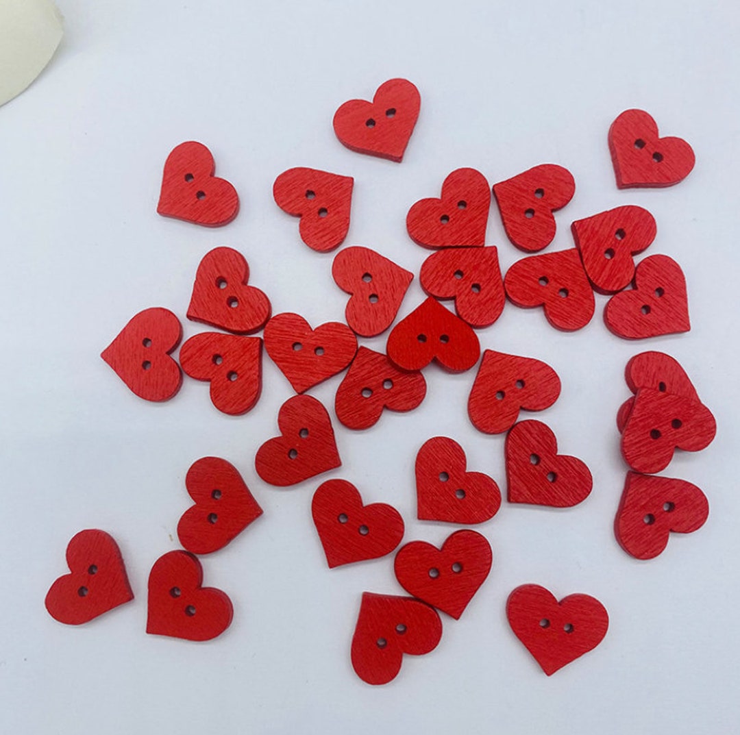 150 PCS Red Wooden Heart Buttons, 15mm/0.59b428 - Etsy