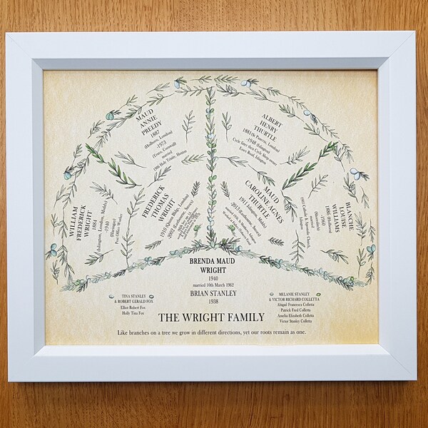 Fan Chart Family Tree With Frame - Etsy
