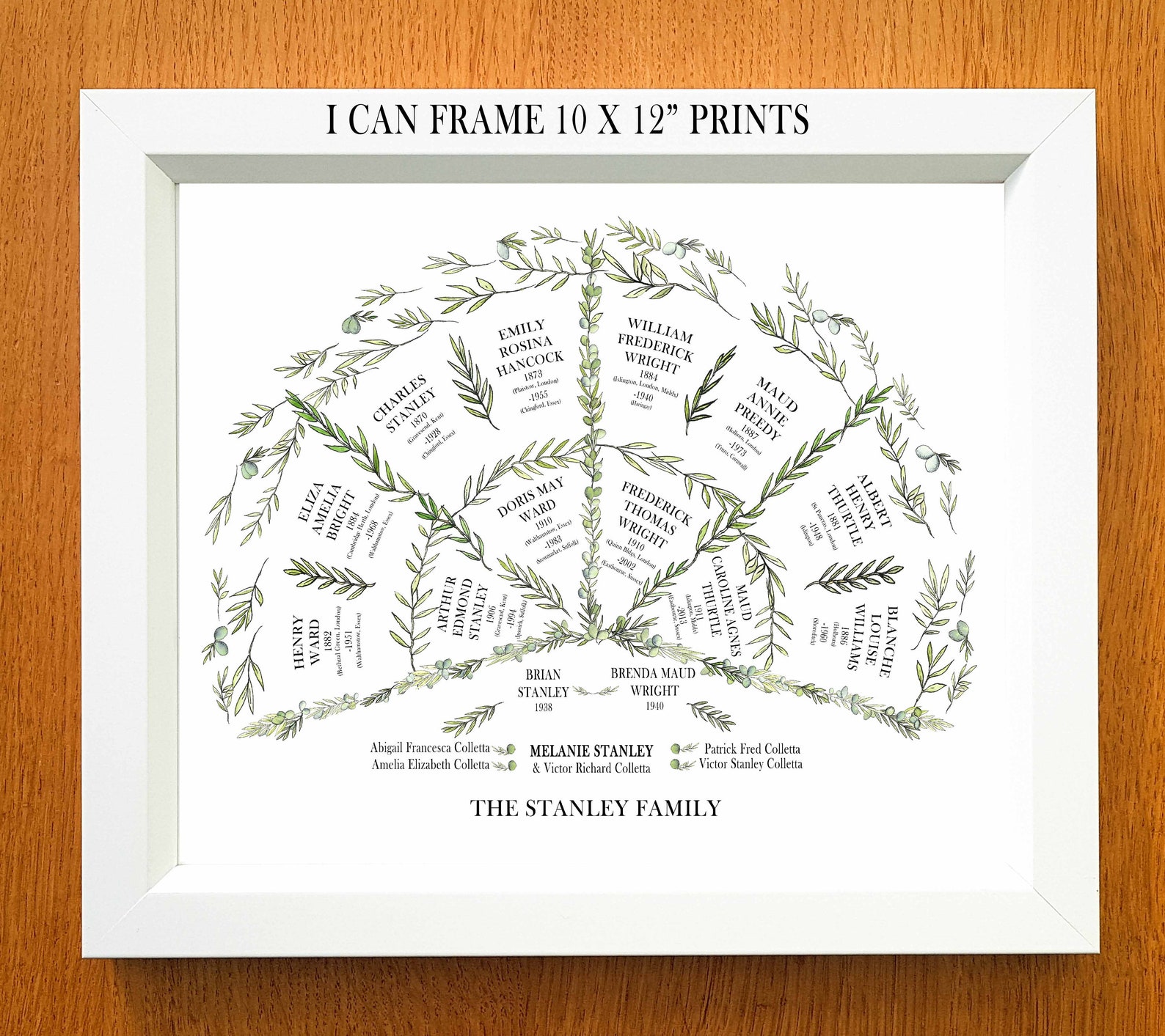 Ancestral Fan Chart Print With Ancestors and Descendants | Etsy