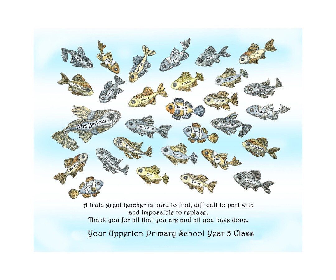 Printable Pupil Names in Watercolour Fish to Give as a Gift to a ...