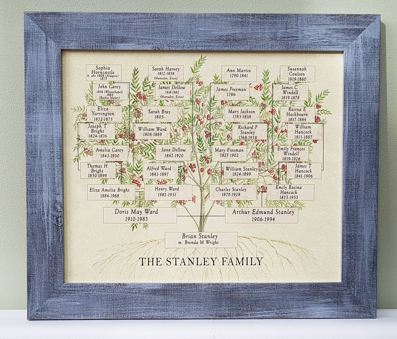 Framed Family Tree Genealogy Chart Ancestor Descendant Gift | Etsy