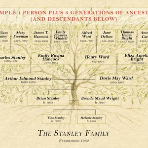 Ancestry Chart for up to 7 Generations, Include Family Names, Dates and ...