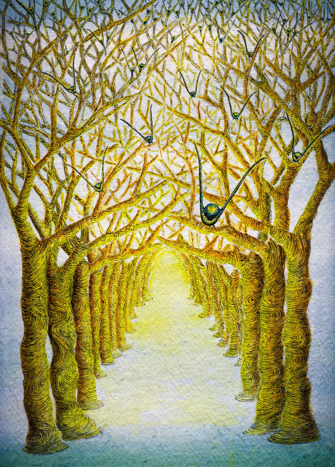 Watercolour Tree Art Birds in Flight Tree Wall Art - Etsy UK