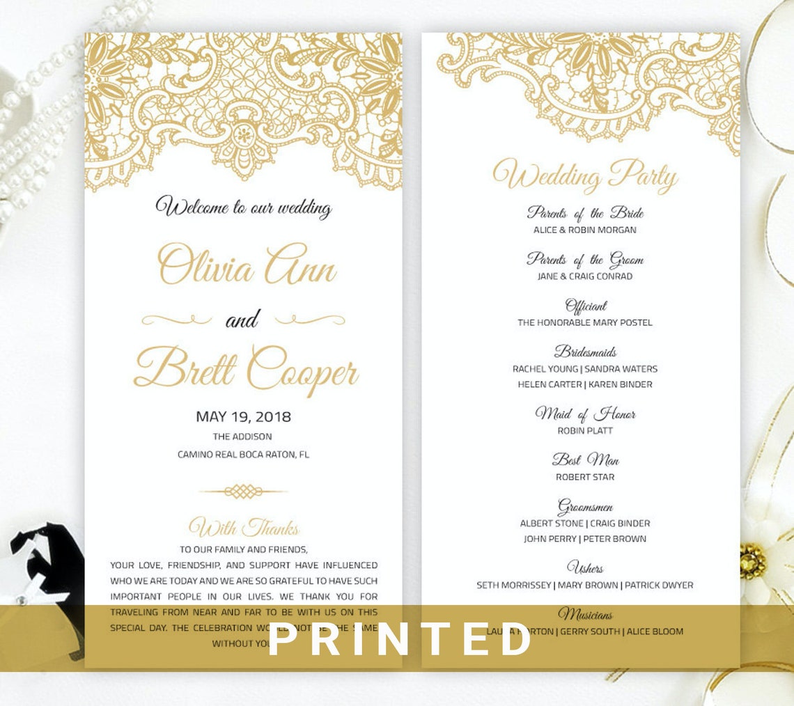 Wedding Programs PRINTED Ceremony Programs for Wedding | Etsy