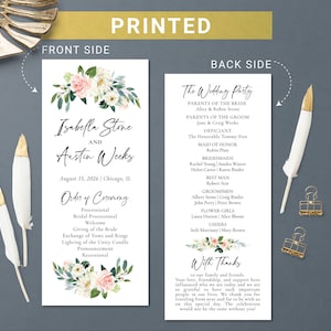 Floral Wedding Programs Printed Custom Wedding Reception Programs Order ...