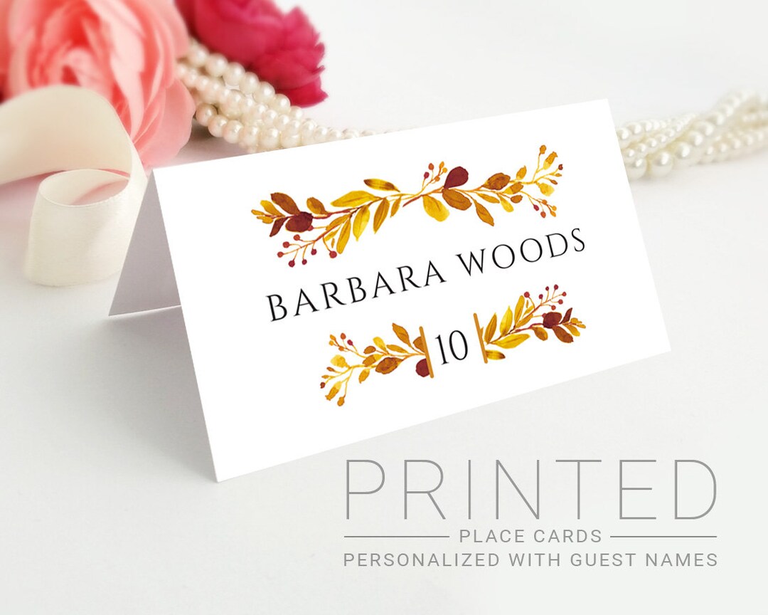 Seating Table Cards Fall Wedding Place Cards Printed With MEAL ICONS ...